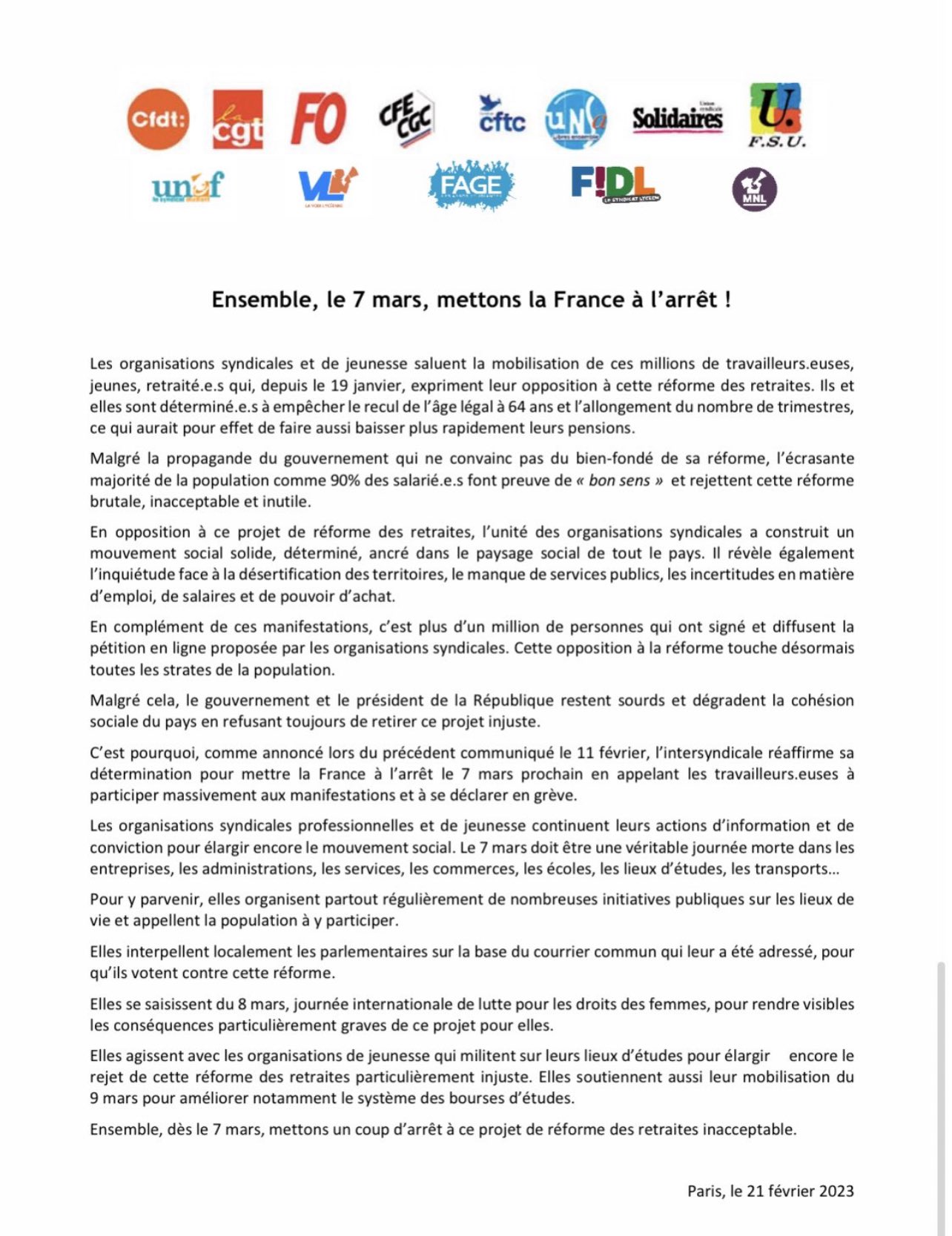 22 février 2023 – FIECI CFE-CGC : Site de la section syndicale Expleo
